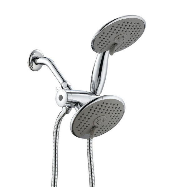 Ana Bath Anti Clog High Pressure 6-Inch Multi Function Dual Shower Head with 8-Ft Shower Hose ...